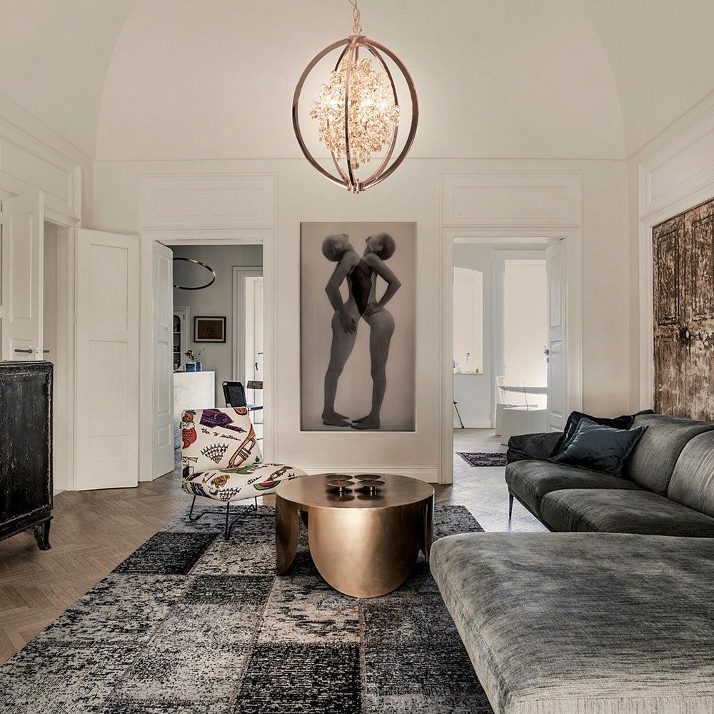 Crescent Ivory Pendant Light – Elegant Gold Crystal Pendant Light